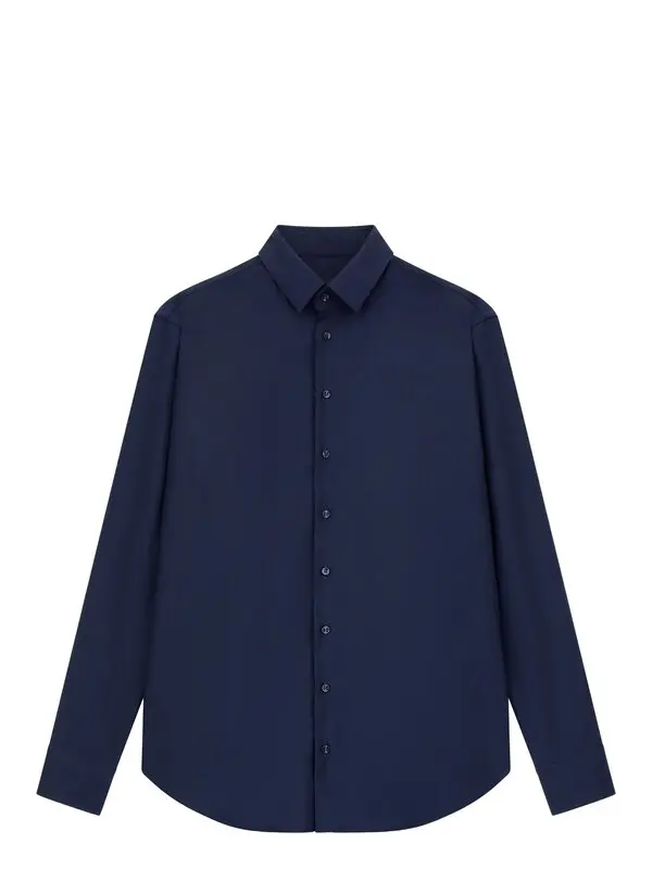 Giorgio Armani Shirt Regular Fit In Lightweight Cashmere Twill - Navy Blue
