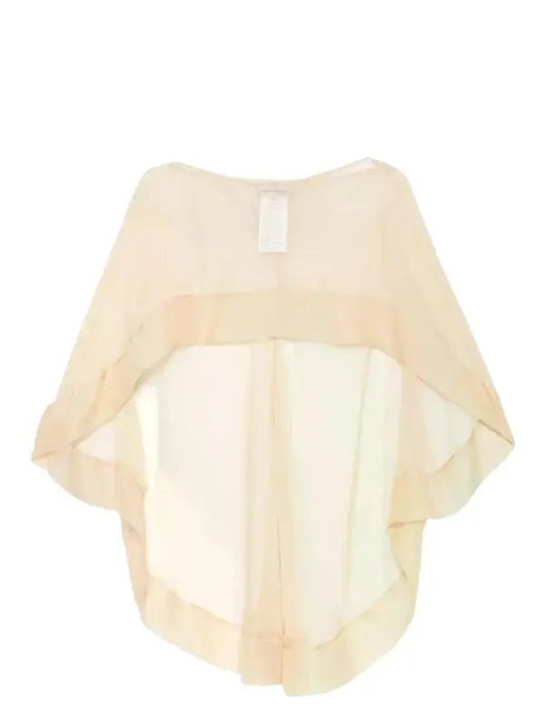 Alberta Ferretti Sheer Silk Cape - Neutrals