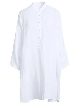 120% Lino Linen Mini Shirt Dress - White