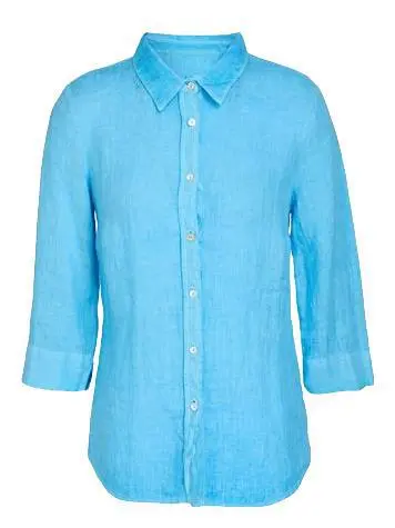 120% Lino Shirt Linen - Azure