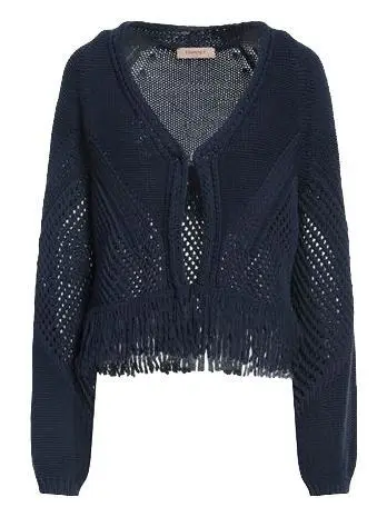 TWINSET Knitted Cardigan With Fringe Detail - Blue