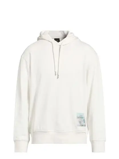 Armani Exchange Cotton Elastane French Terry Hooded Sweatshirt - Off White
