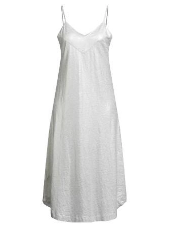Majestic Filatures Midi Slip Dress In Metallic Jersey - Light Grey