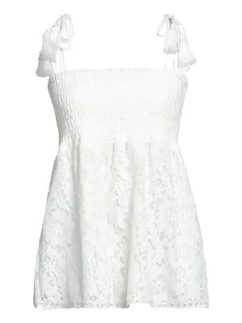 TWINSET Cream Cotton & Polyamide Lace Peplum Top - White