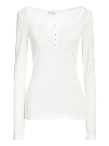 DONDUP Wool Polyamide Long Sleeve Henley T-shirt - Cream