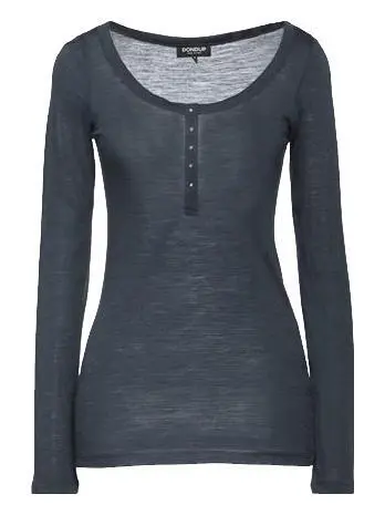 DONDUP Cream Wool And Polyamide Henley T-shirt - Navy