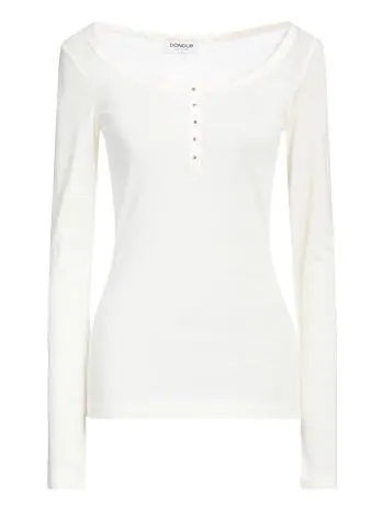 DONDUP Cream Wool And Polyamide Henley T-shirt - White