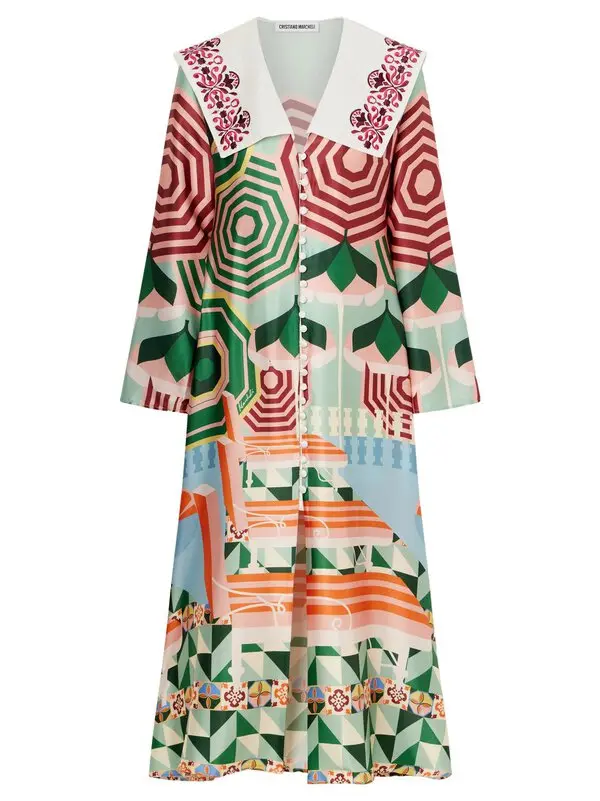 CRISTIANO MARCHELI Sofia Printed Silk-blend Satin Midi Dress - Multi