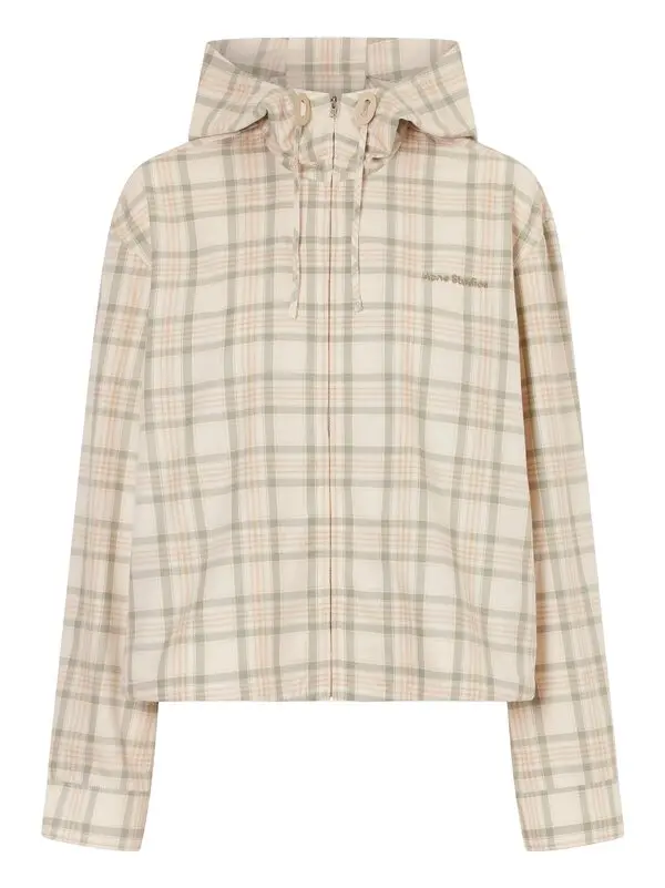 Acne Studios Checked Cotton Hooded Jacket - Neutrals