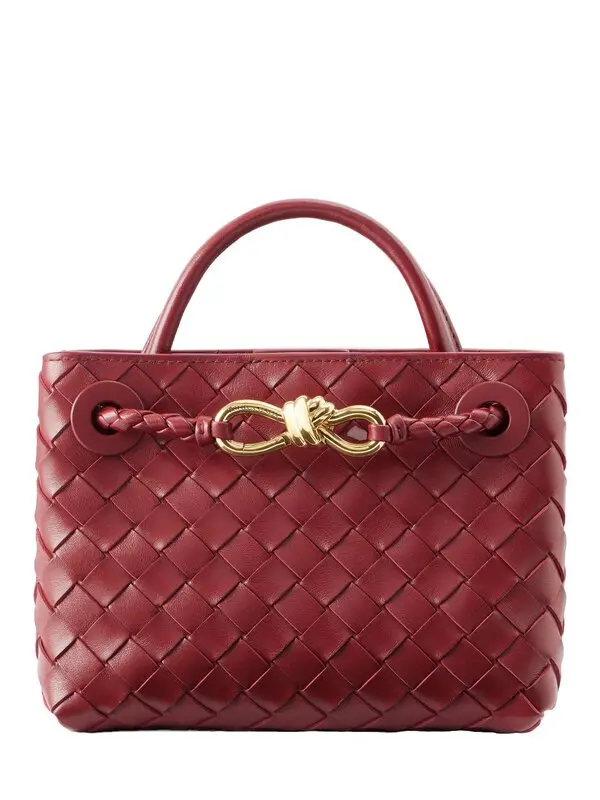 Bottega Veneta Mini Andiamo Intrecciato Leather Tote - Red