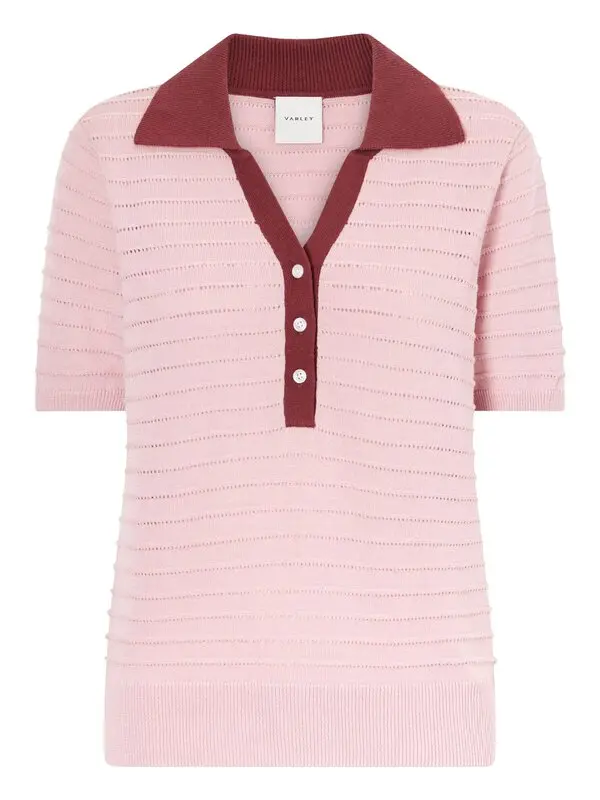 Varley Wren Knitted Polo Sweater - Pink