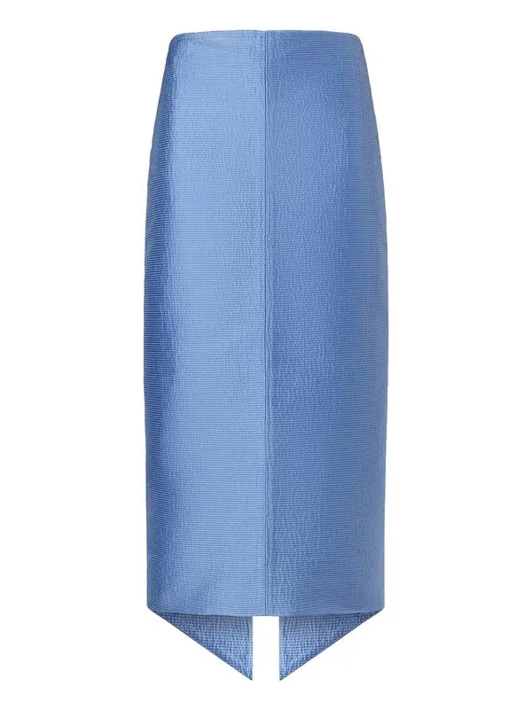 LANVIN Asymmetrical Satin Jacquard Midi Skirt - Blue