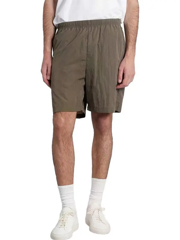 Attachment Elasticated Waistband Crinkled Shorts - Green
