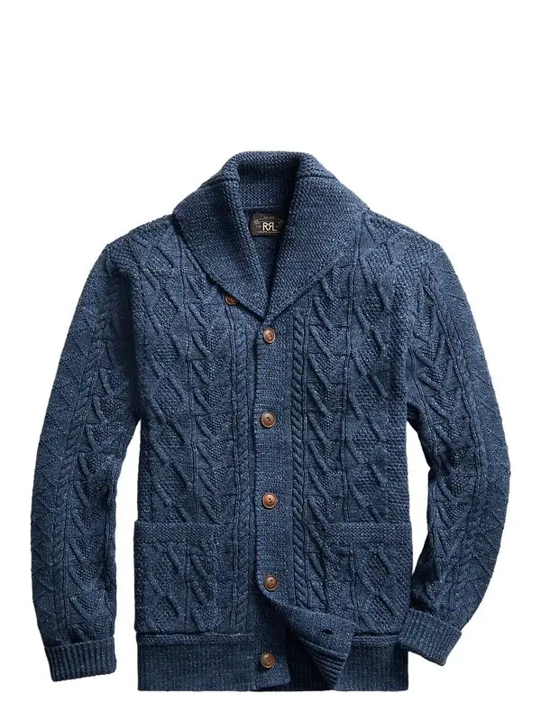 Ralph Lauren Aran-knit Shawl Collar Cardigan - Navy Heather