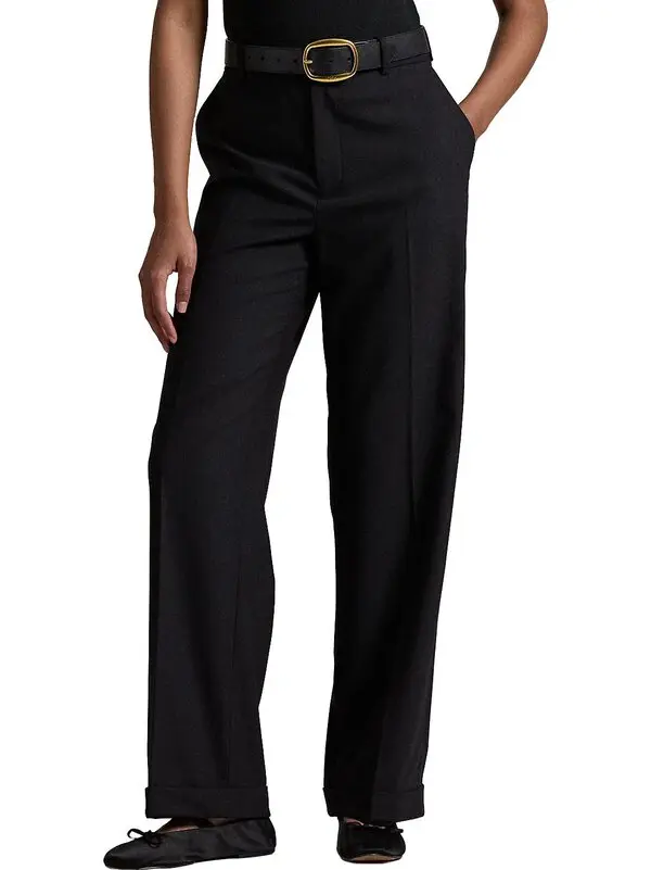 Ralph Lauren High-rise Relaxed Straight Wool Faille Pants - Polo Black