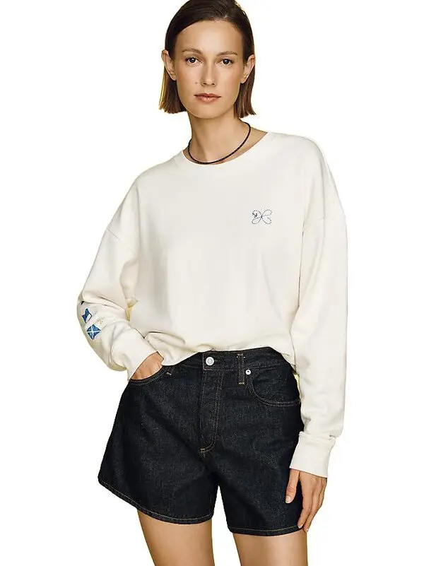 Maeve Embroidered Flag Sweatshirt - Ivory