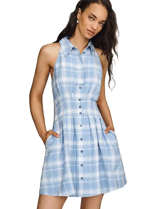 EXQUISE Tobie Mini Shirt Dress - Light Blue