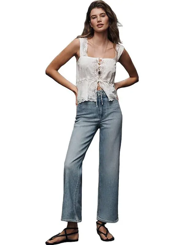 Paige Anessa High-rise Straight Jeans - Lisbon Light