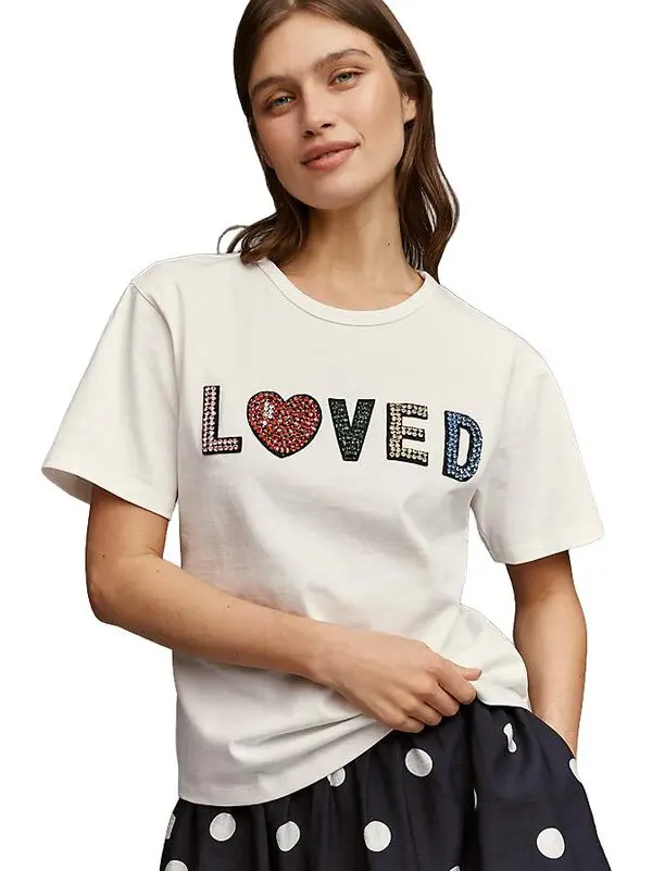 Endless Rose Embellished T-shirt Top - White