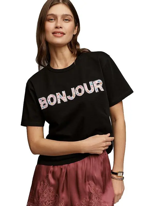 Endless Rose Bonjour Graphic T-shirt - Black