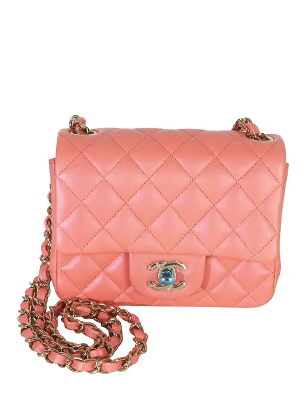 Chanel Iridescent Quilted Lambskin Square Flap Shoulder Bag - Pink