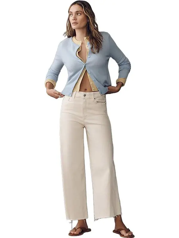 Paige Anessa High-rise Crop Wide-leg Jeans - Light Yellow