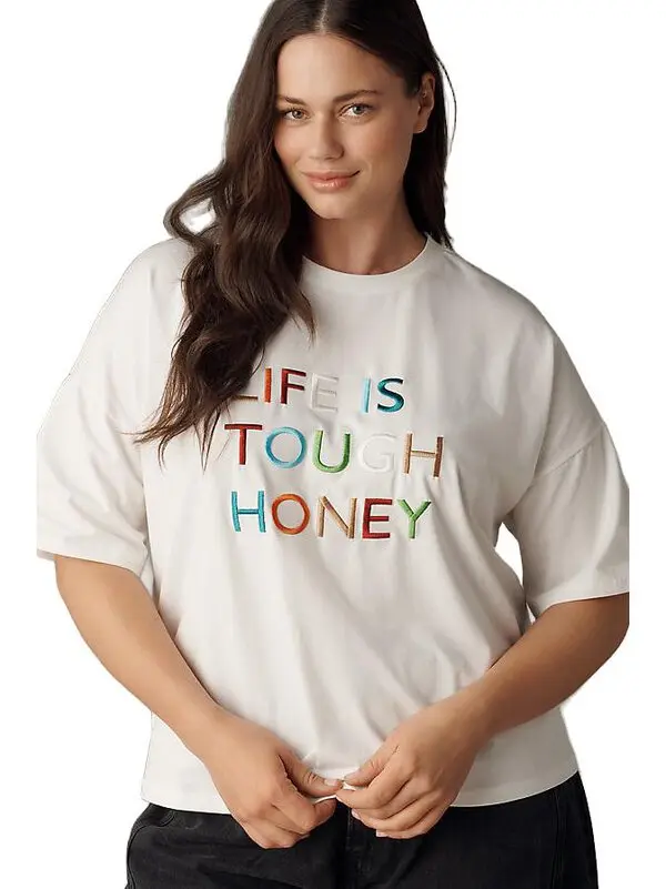NEVER FULLY DRESSED Life Is Tough Cotton T-shirt - White