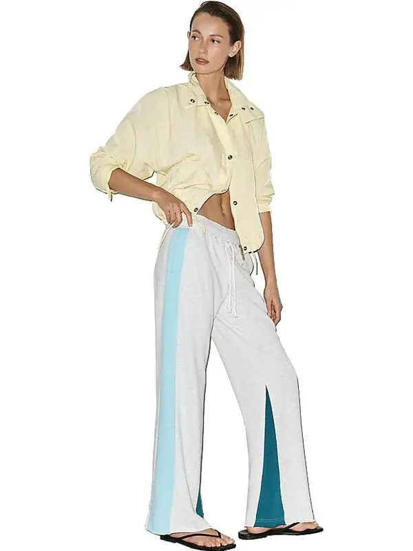 DAILY PRACTICE BY ANTHROPOLOGIE Daily Practice Cotton Blend Athletic Pants With Colorblock Detail - Heather Grey Combo