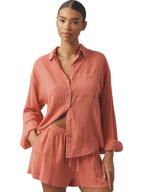 Z Supply Striped Long-sleeve Buttondown Shirt - Gelato