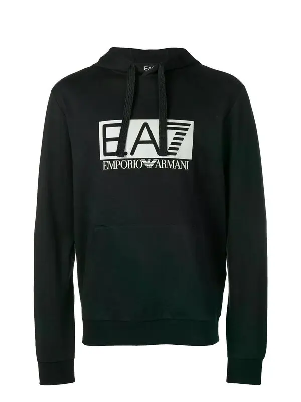 EA7 Emporio Armani Logo Print Hoodie - Black