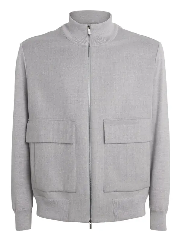 Paul & Shark Wool-silk Bomber Jacket - Grey