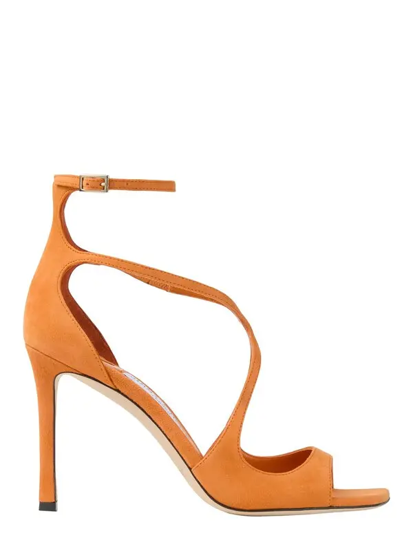 JIMMY CHOO Azia 95 Suede Stiletto Sandals - Orange