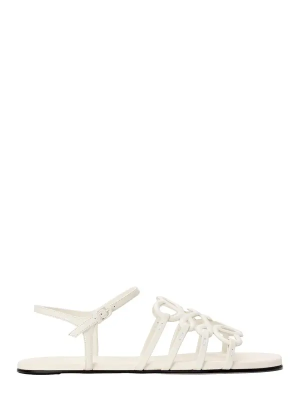 Loewe X Paula's Ibiza Leather Petal Anagram Sandals - Silver