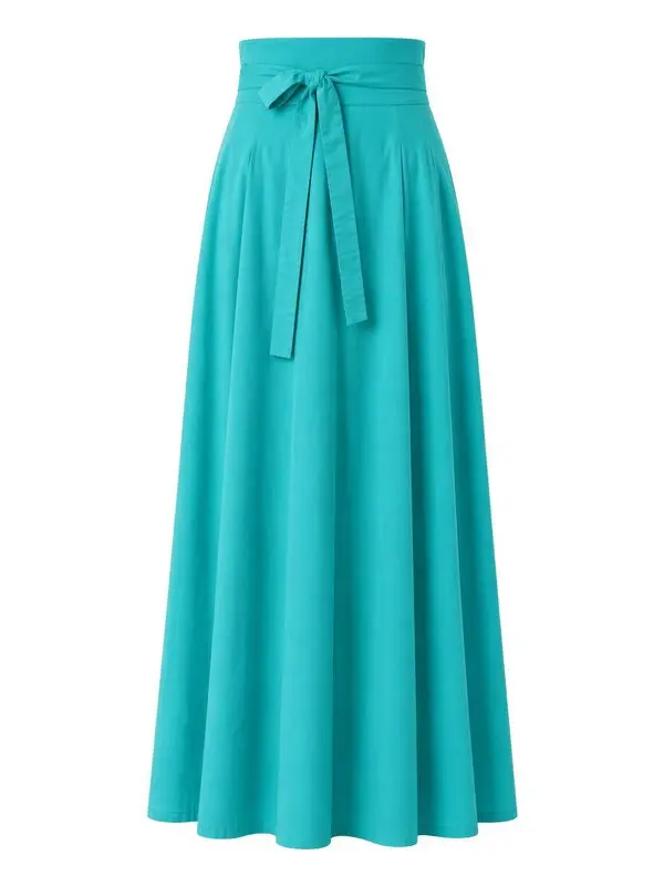 NIKKA PLACE Maxi A-line Cotton Skirt - Blue