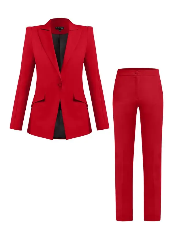 TIA DORRAINE Illusion Classic Tailored Suit - Red