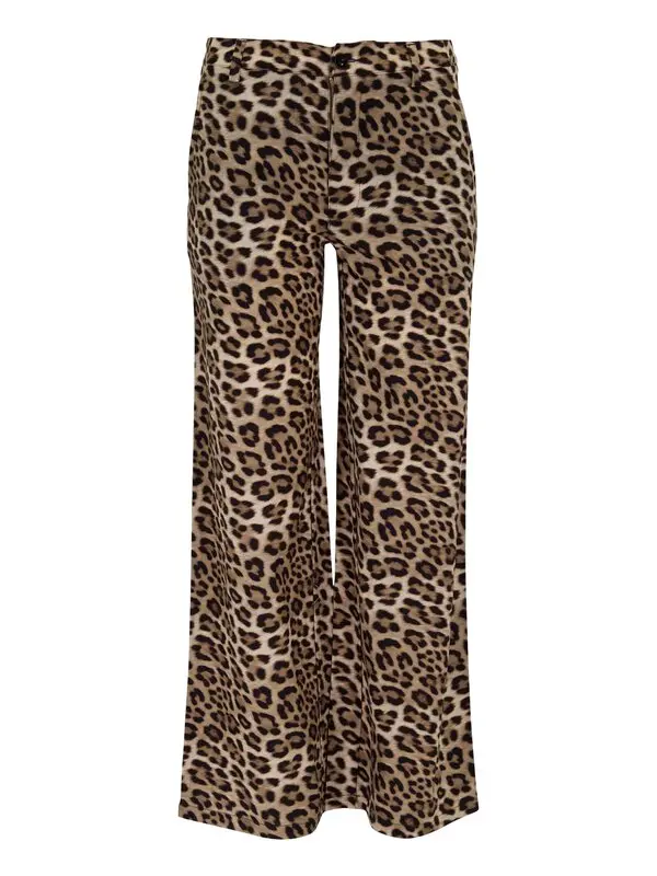 LORDS OF HARLECH Phoebe Leopard Print Wool Wide-leg Pants - Brown