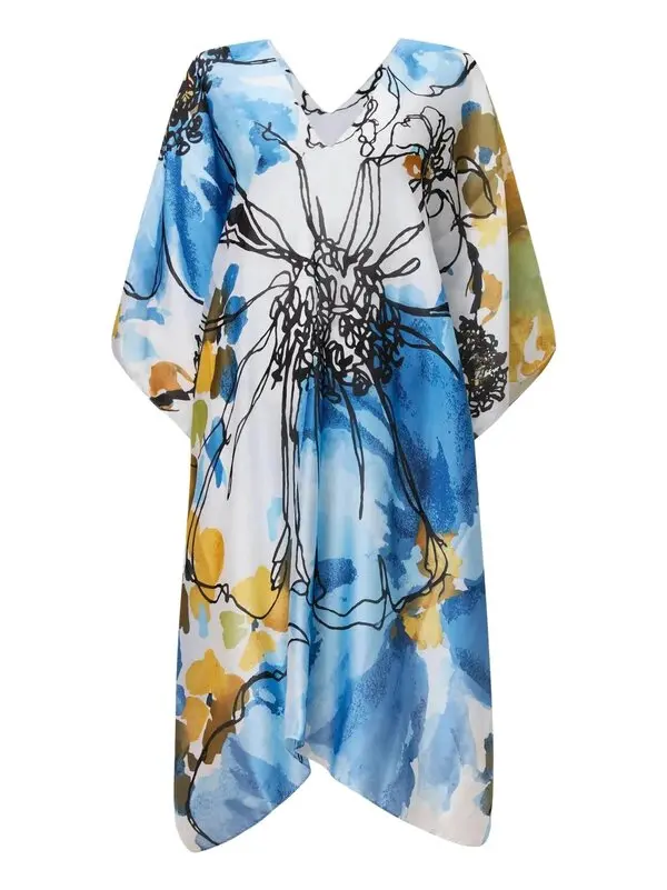 JAMES LAKELAND Floral Sketch Kaftan - Blue