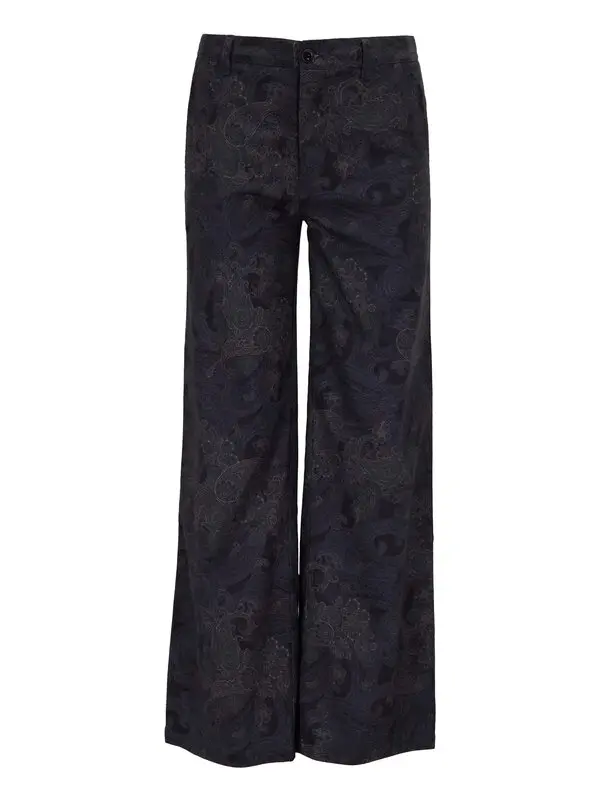 LORDS OF HARLECH Phillis Paisley Print Wide-leg Pants - Black