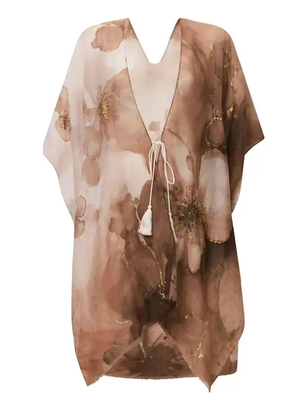 JAMES LAKELAND Watercolour Floral Kaftan - Brown