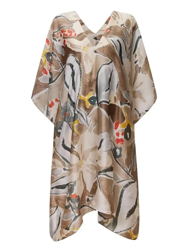 JAMES LAKELAND Abstract Floral Kaftan - Brown