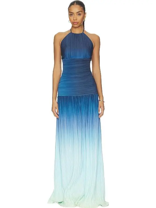MAYLE VASQUEZ Sirena Halterneck Maxi Dress - Blue