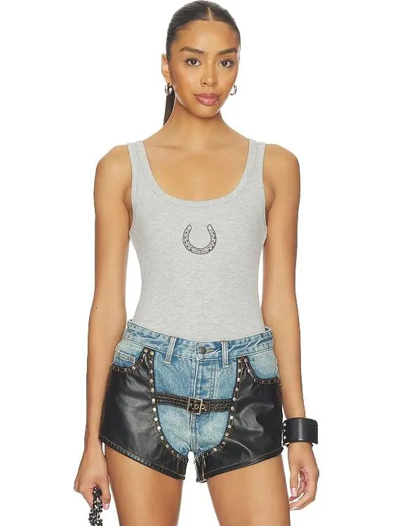 UNDERSTATED LEATHER X Revolve Horseshoe Tank Top - Grey