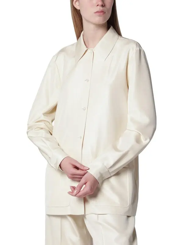 THE ROW Lucetta Shantung Silk Shirt - Beige