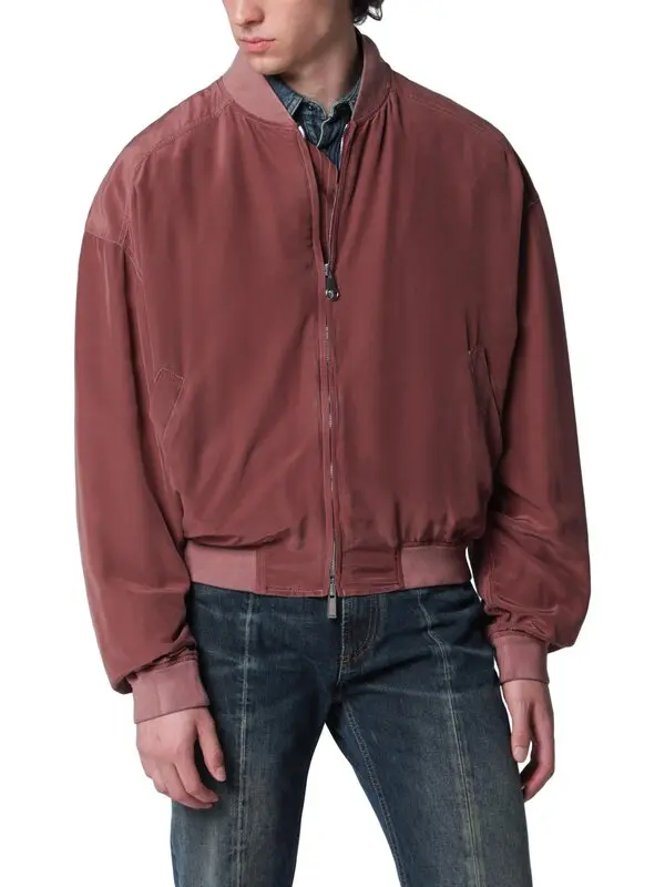 Versace Washed Silk Bomber Jacket - Purple