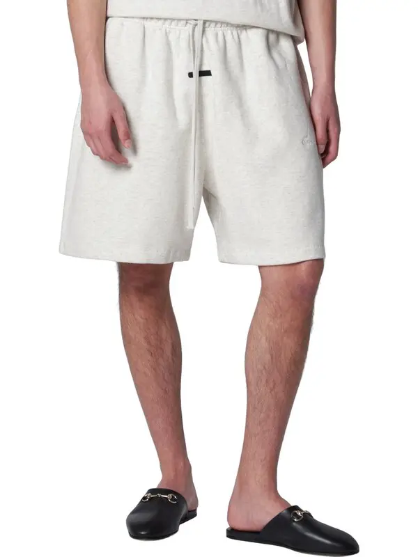 Fear Of God Light Grey Mélange Fleece Sports Shorts - White