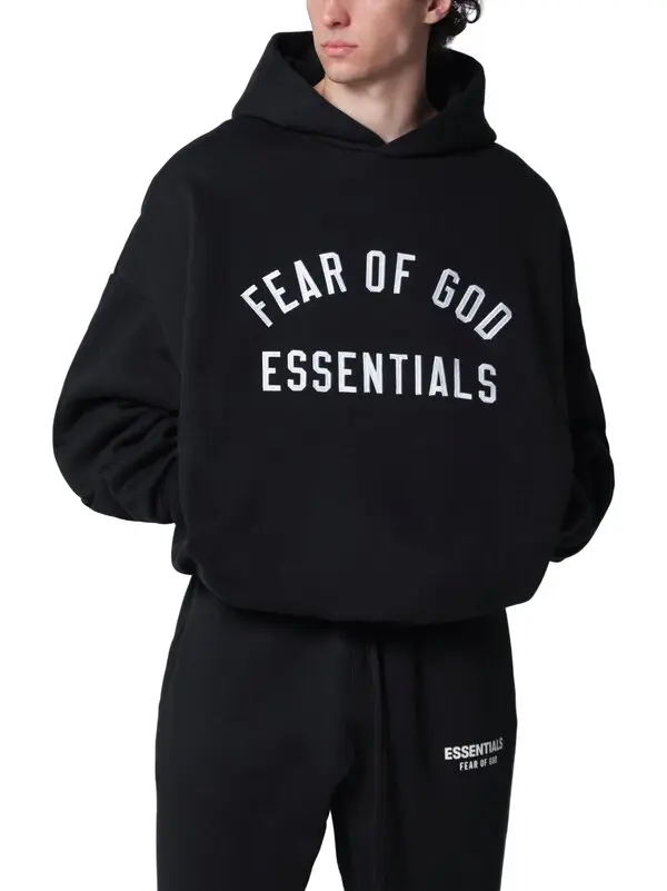 Fear Of God Cotton Fleece Hoodie With Embroidered Logo - Black