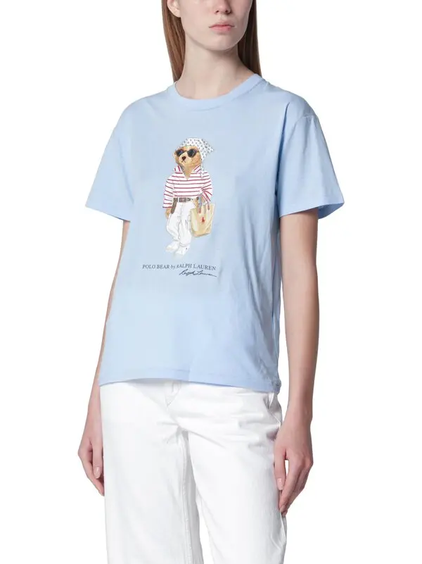 Polo Ralph Lauren Cotton T-shirt With Polo Bear Print - Light Blue