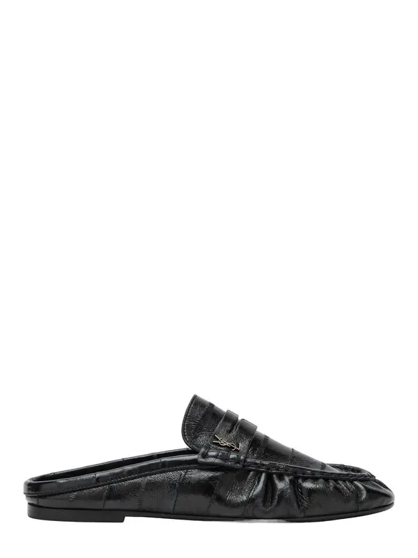 Saint Laurent Le Loafer Mules In Eel Leather - Blue