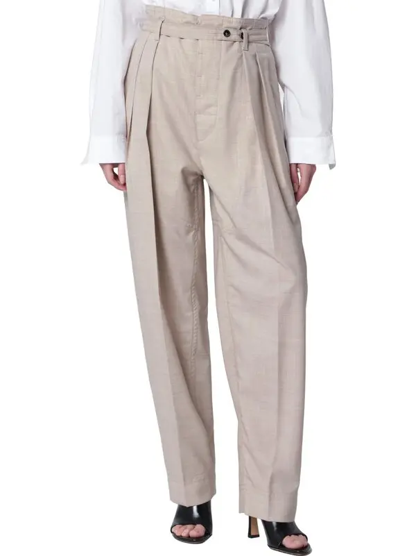 Bottega Veneta Mélange Wool Trousers - Beige