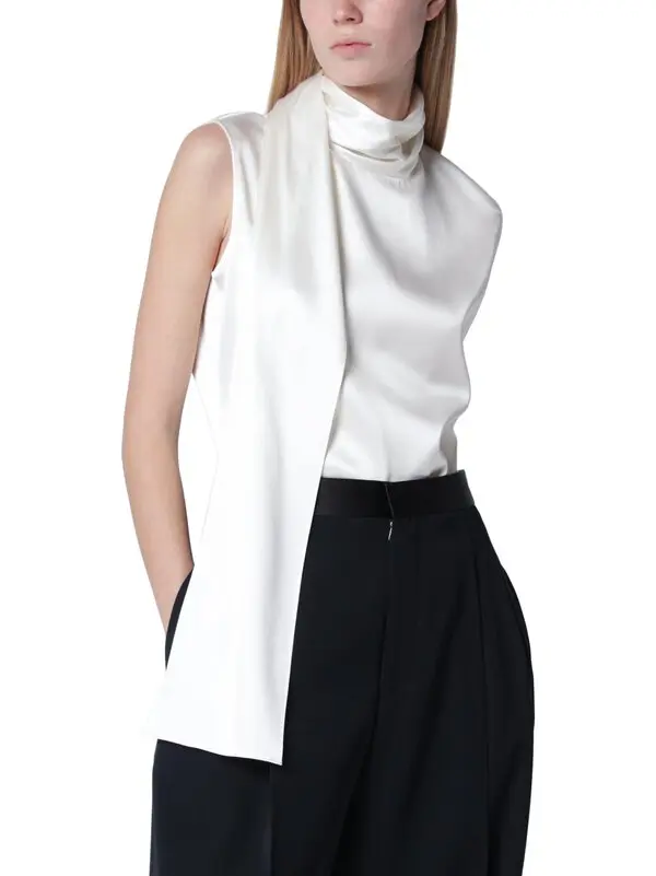 Bottega Veneta Stretch Silk Satin Top - White